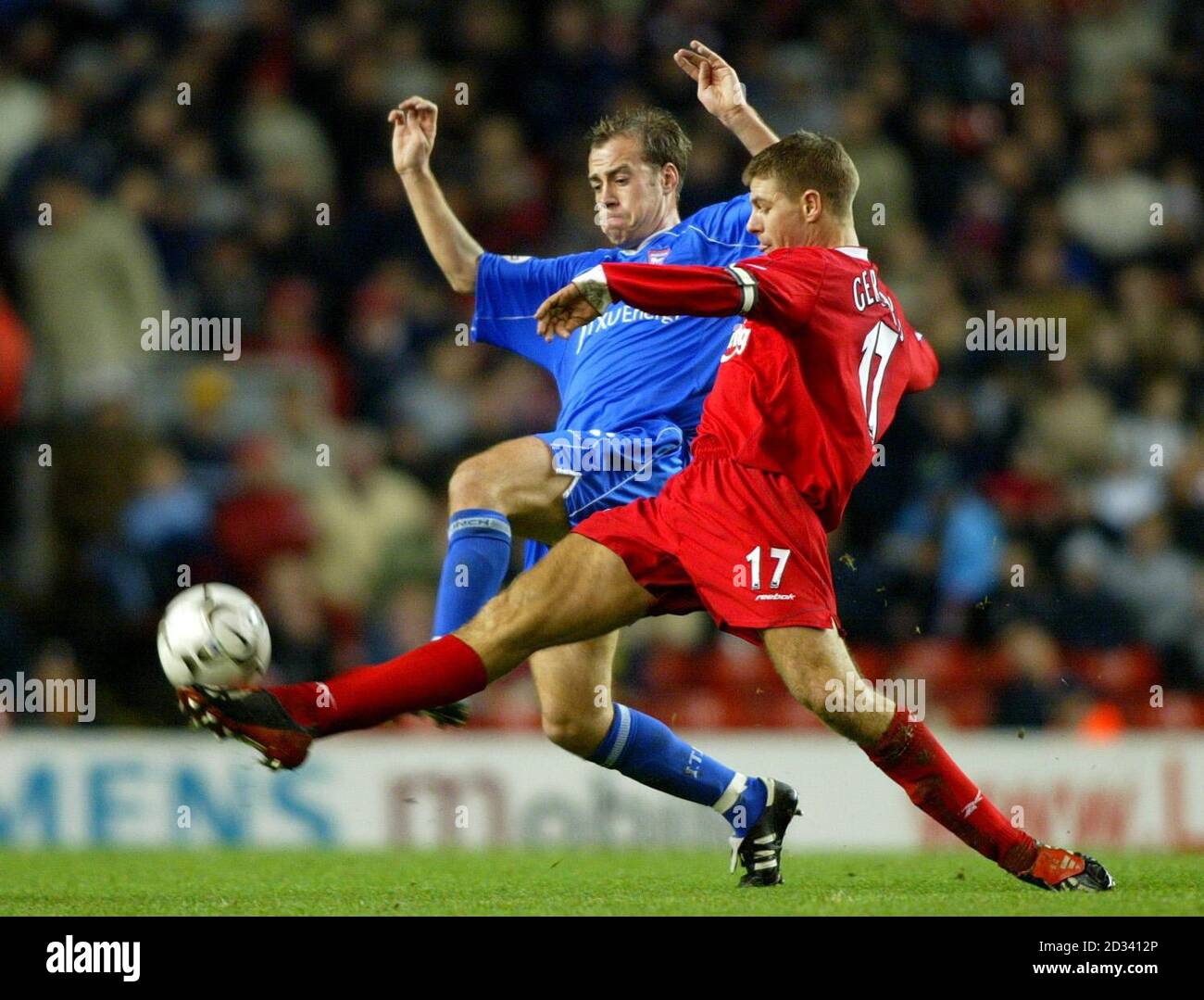 Manchester United's Ruud Van Nistelrooy (left) finds the road to goal ...