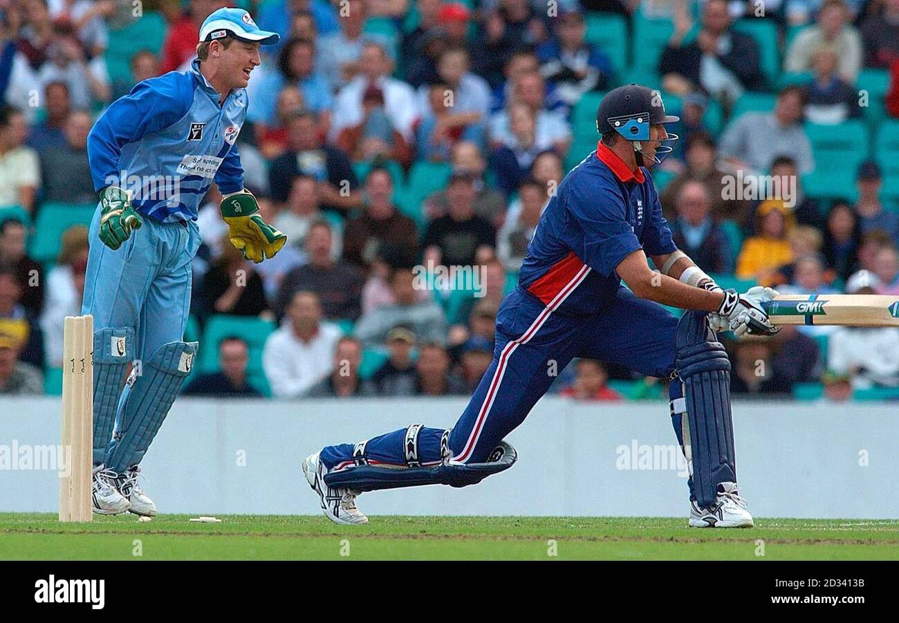 England's Andrew Caddick is bowled for a duck, during the One Day match against New South Wales ...
