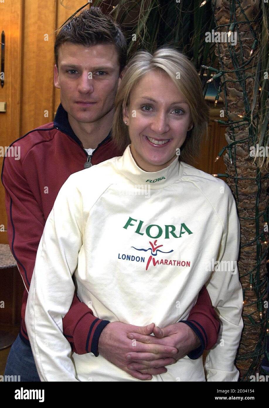 Athlete Paula Radcliffe with her husband Gary Lough at a news ...