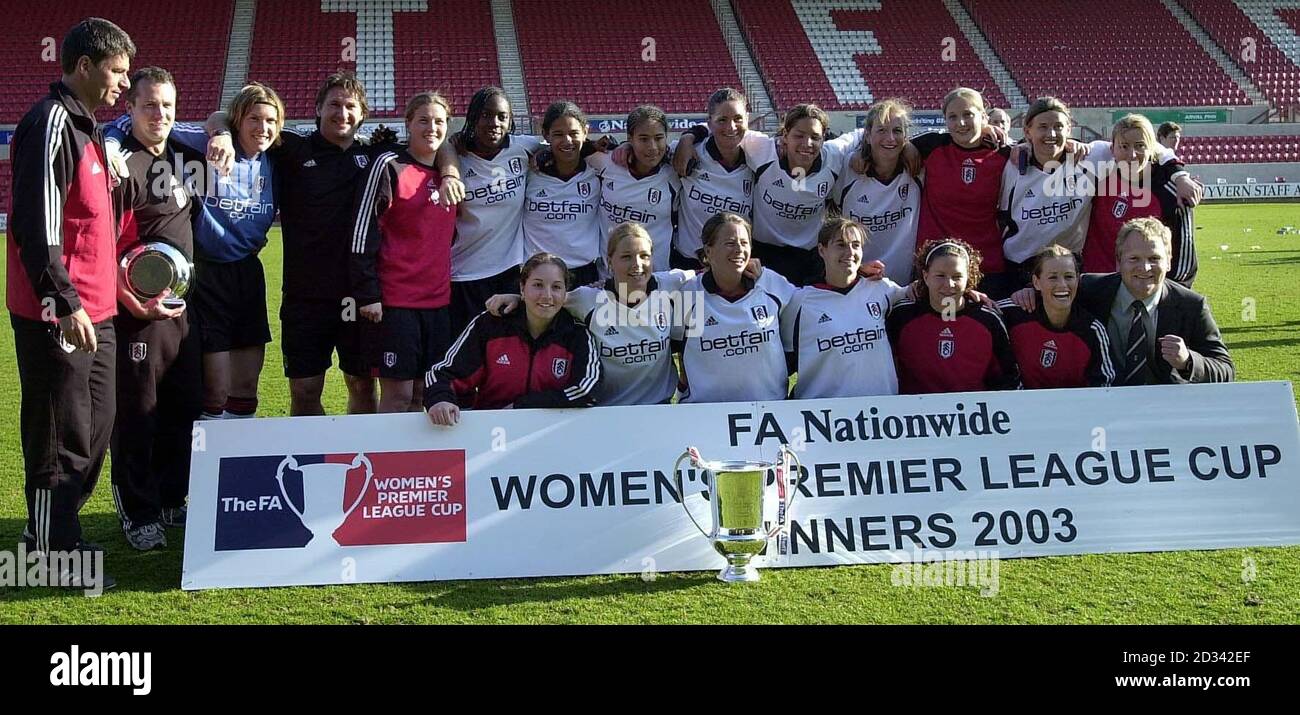 Fulham's women squad line-up with the Women's Premier League Cup after ...