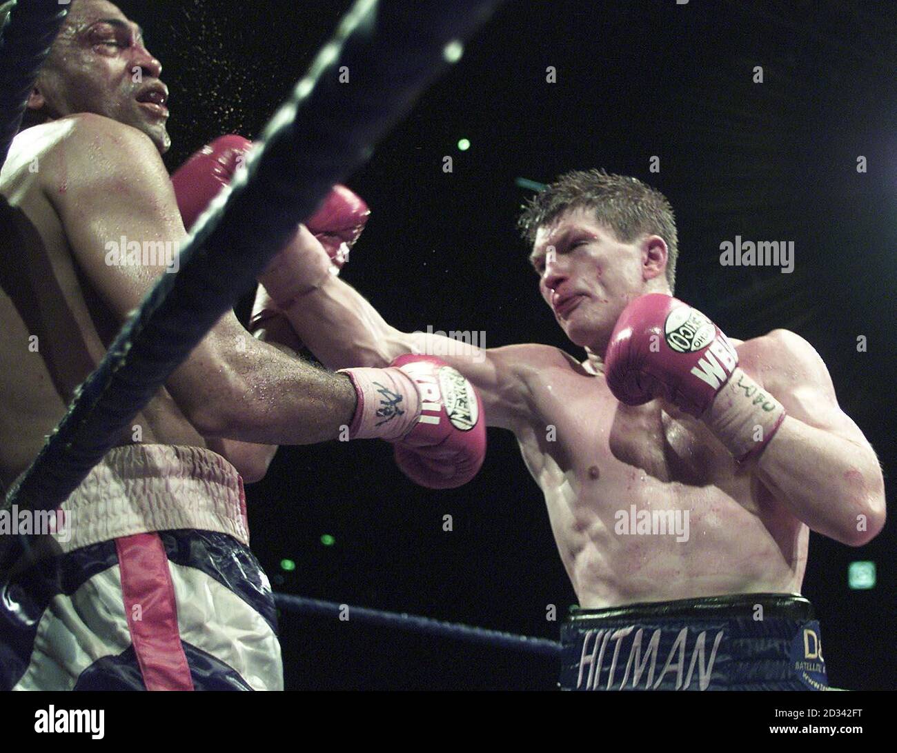 Manchester's Ricky Hatton (right) lands a right on the chin of American ...