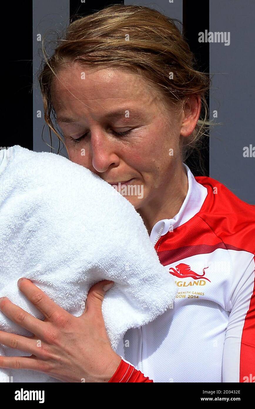 England's Emma Pooley after finishing in Second place in the time trial ...