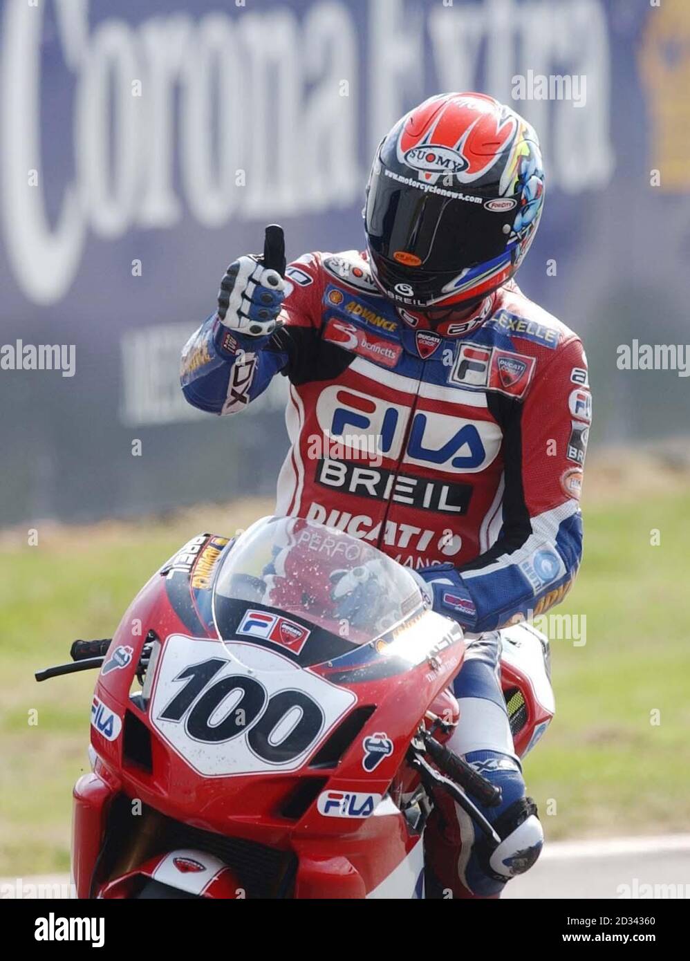Great Britain's Neil Hodgson celebrates after winning Race two of the ...