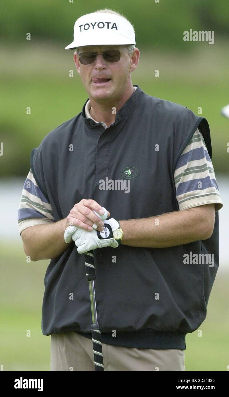 Scotland's Sandy Lyle licks his lips on the second green during his ...