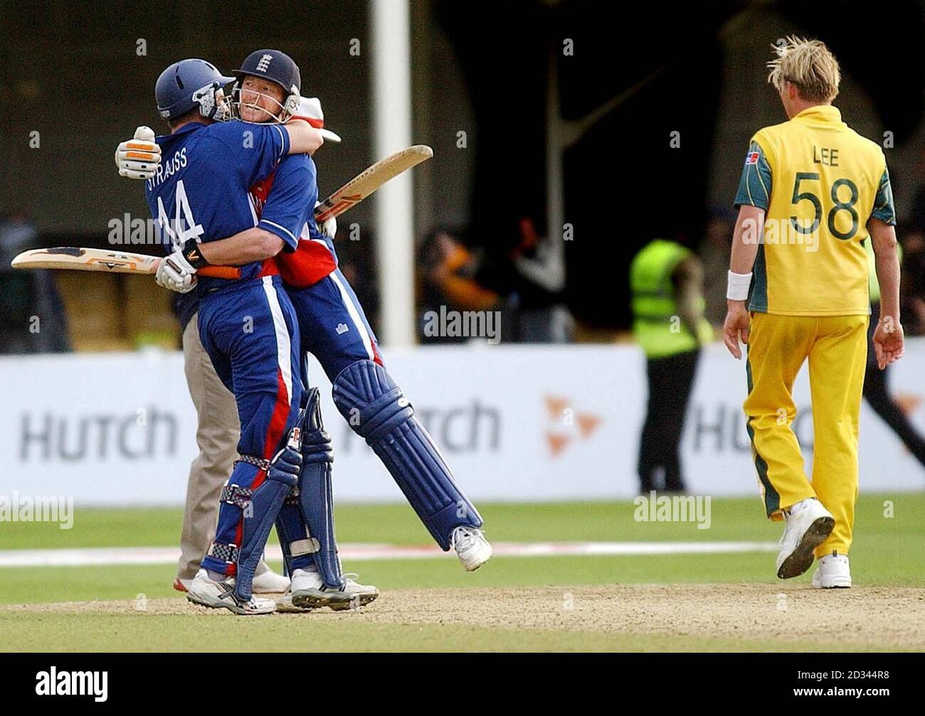 England's Paul Collingwood and Andrew Strauss (left) celebrate as ...