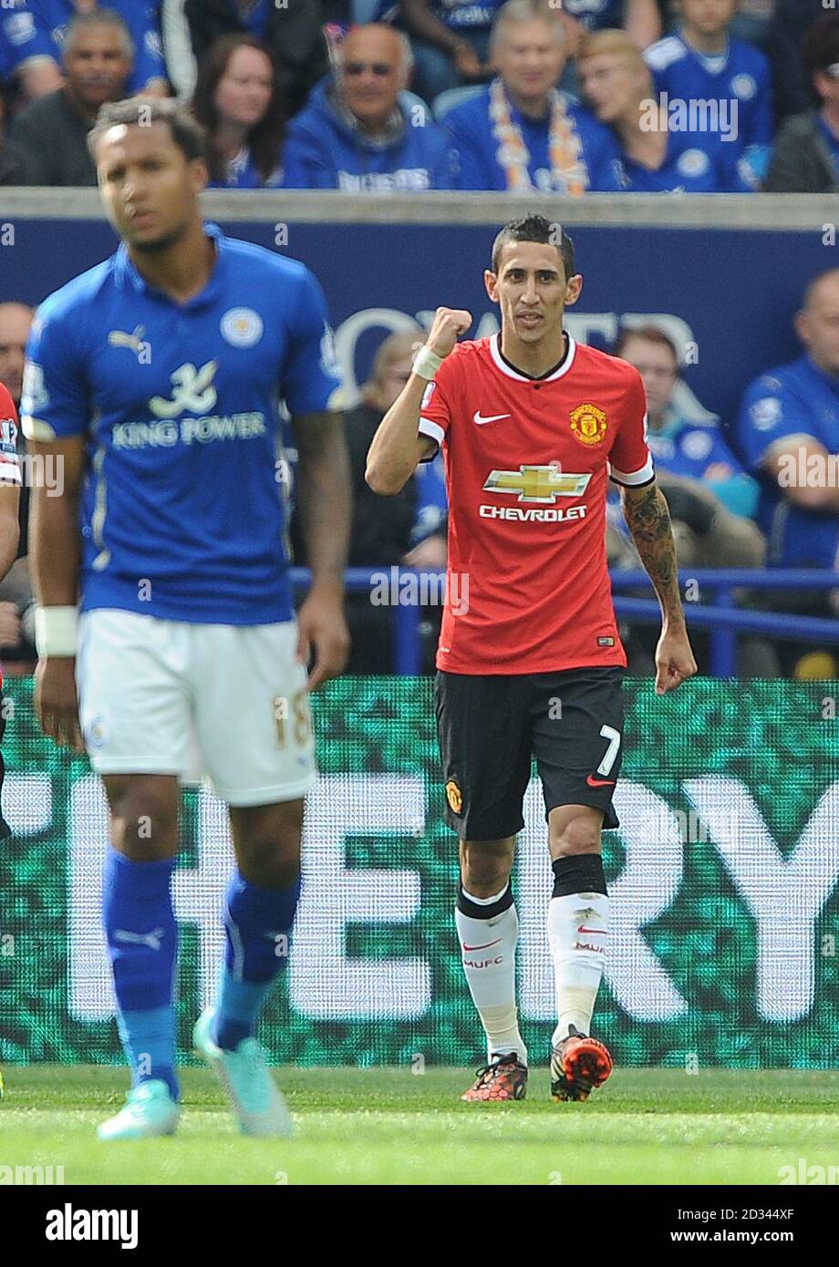 Manchester United's Angel Di Maria (right) celebrates after scoring his ...