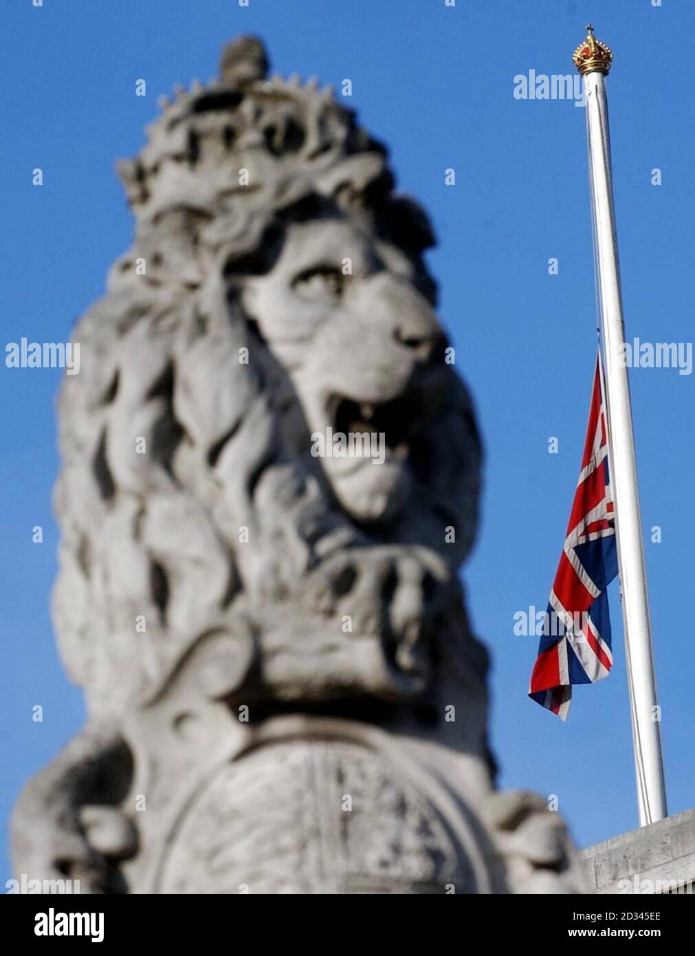 The Union Jack flag is flown at half-mast outside Buckingham Palace in ...