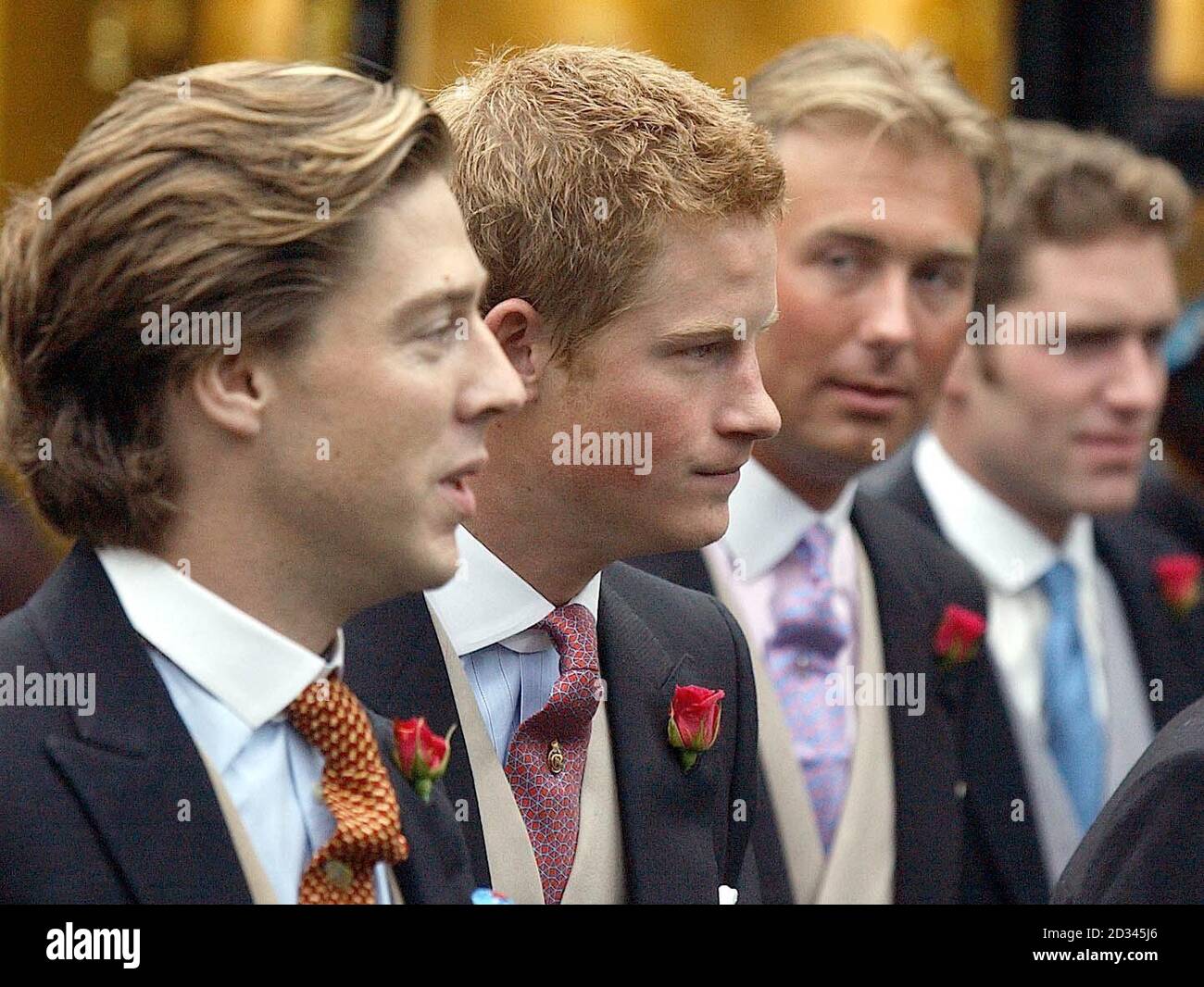 Prince Harry (second from left) arrives at the wedding of Lady Tamara ...