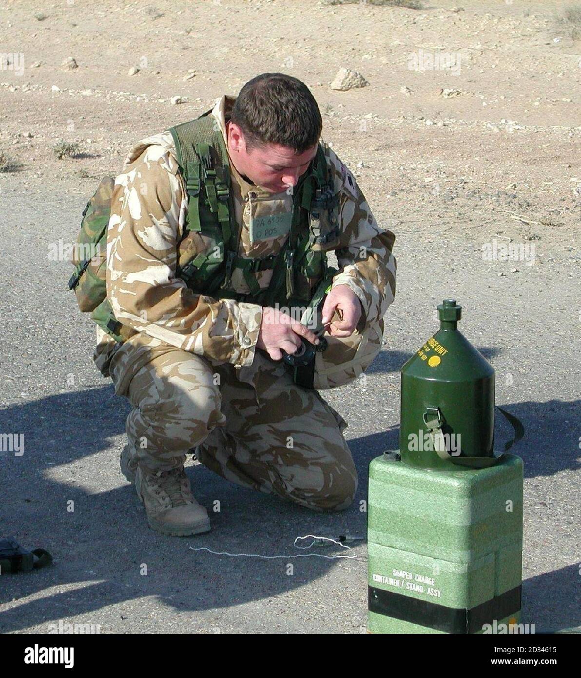 Royal Engineer Corporal Anthony Gallagher, 28, from Doncaster, setting ...