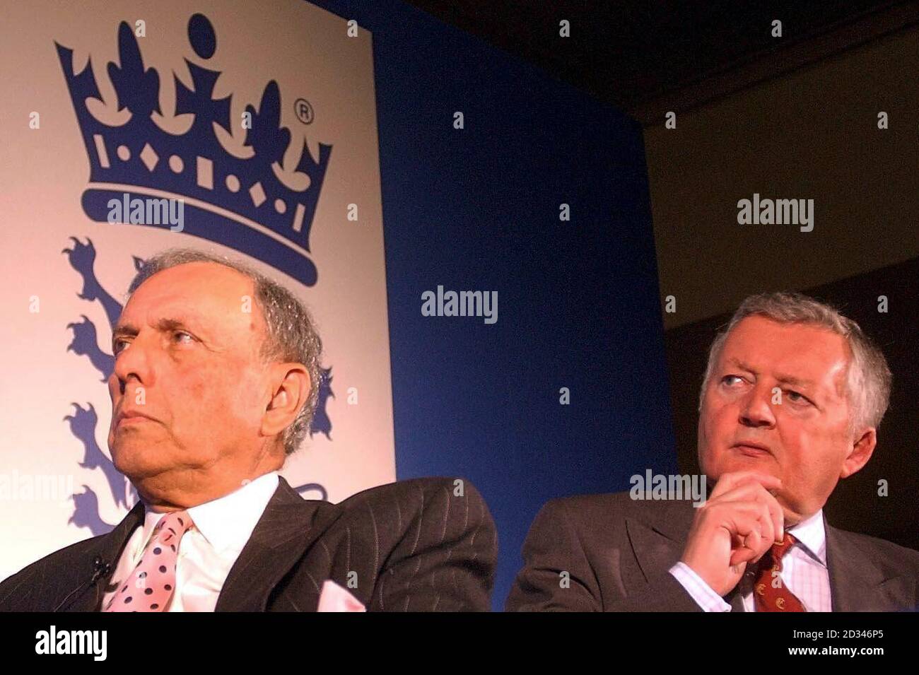 ECB chairman David Morgan (R) and Durham CC chairman Clive Leach during ...