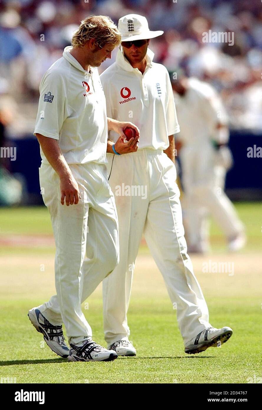England's Matthew Hoggard (left) and captain Michael Vaughan Stock ...