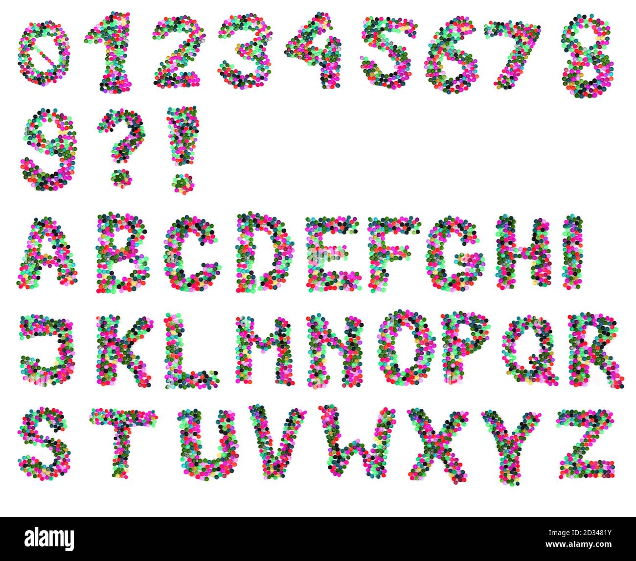 alphabet from plastic caps isolated on the white background Stock Photo ...