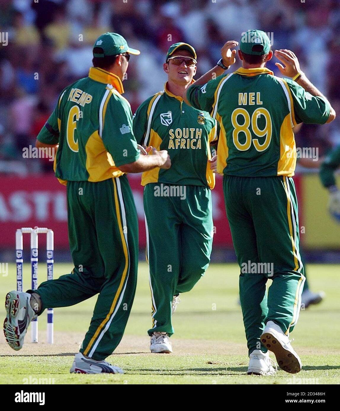 South Africa's (from left-right) Justin Kemp, captain Graeme Smith and ...