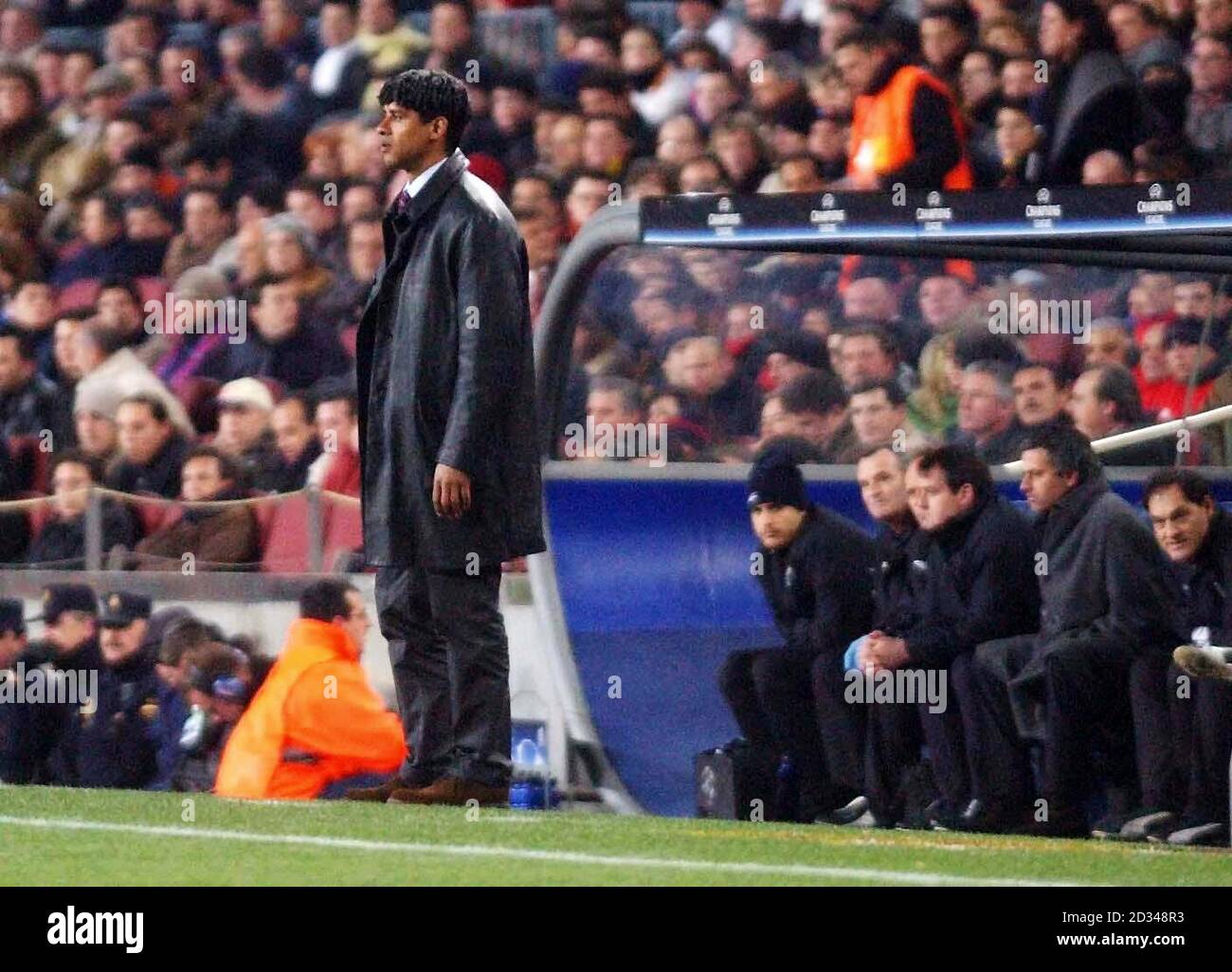 Barcelona manager Frank Rijkaard (left) during the UEFA Champions ...