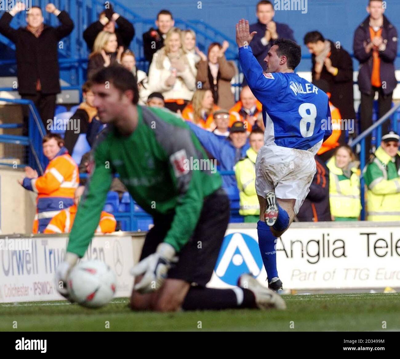 Ipswich Town's Tommy Miller (right) celebrates scoring past Nottingham ...
