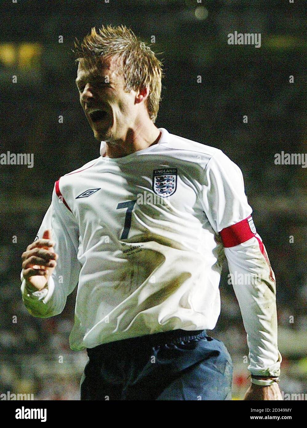 England's David Beckham shouts after missing a shot Stock Photo - Alamy