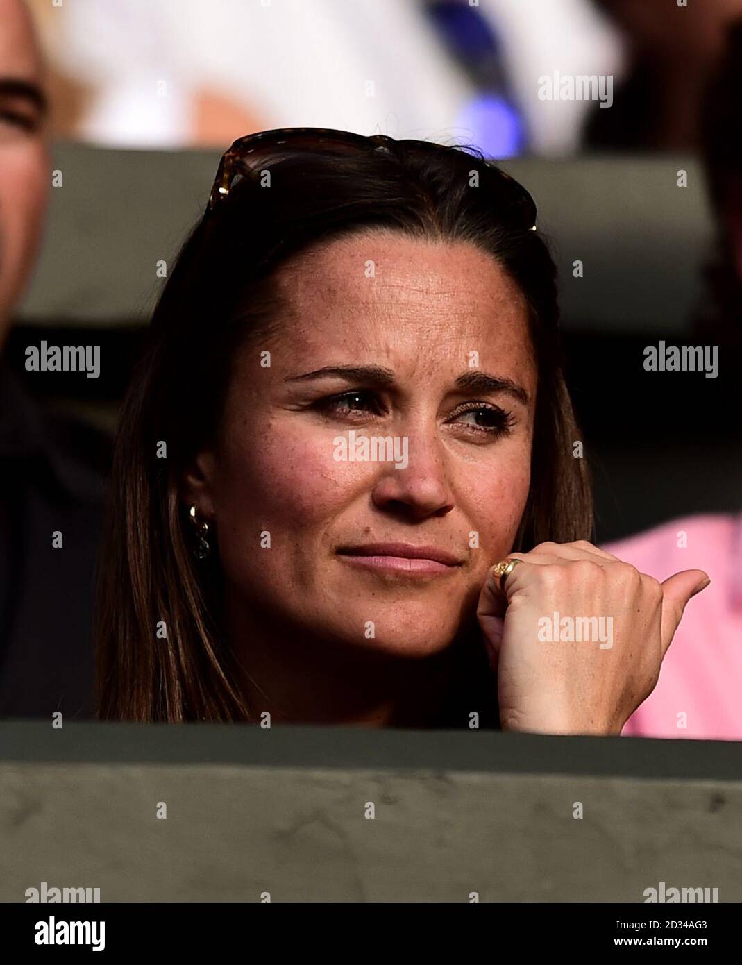 Pippa Middleton watches the action on centre court during day Seven of ...