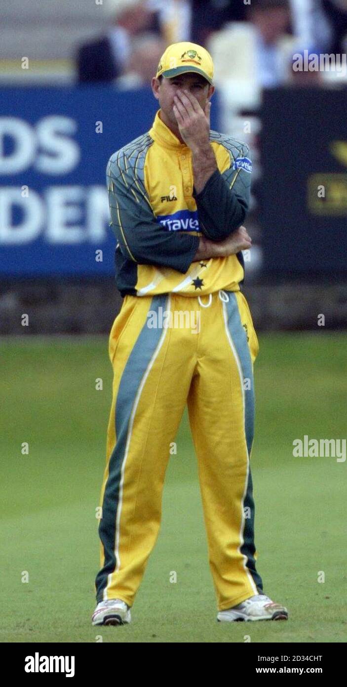 Australia captain Ricky Ponting shows his dejection against England as ...