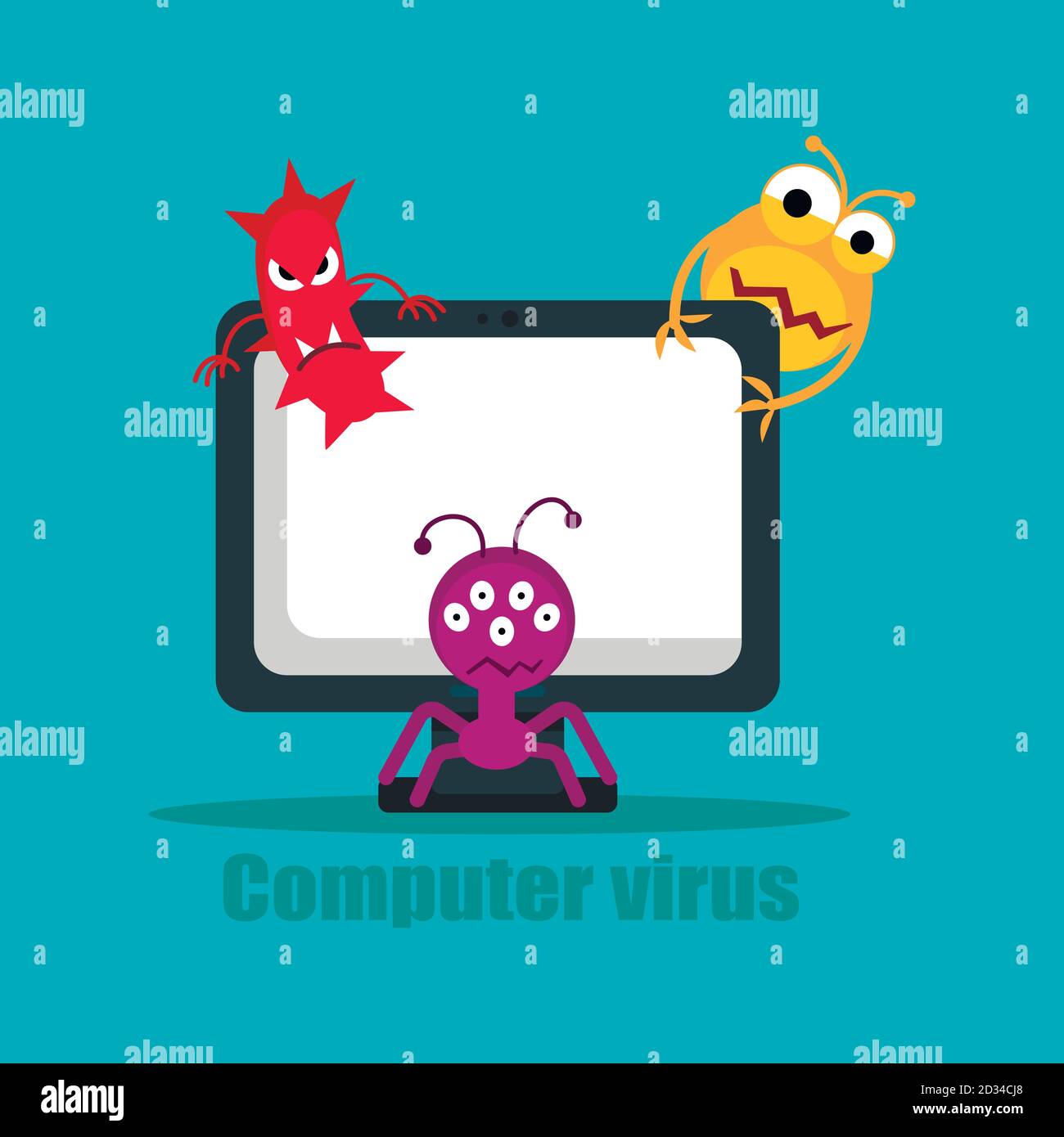 Computer virus internet security attack, vector illustration Stock ...