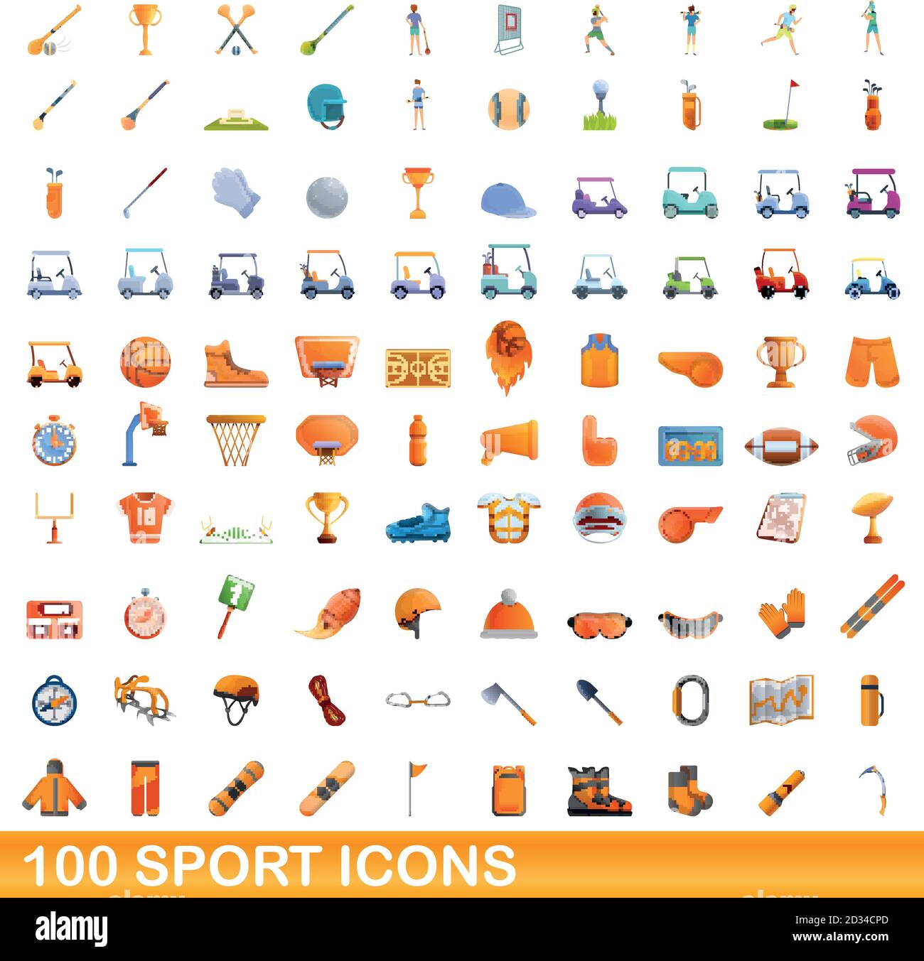 100 sport icons set. Cartoon illustration of 100 sport icons vector set ...