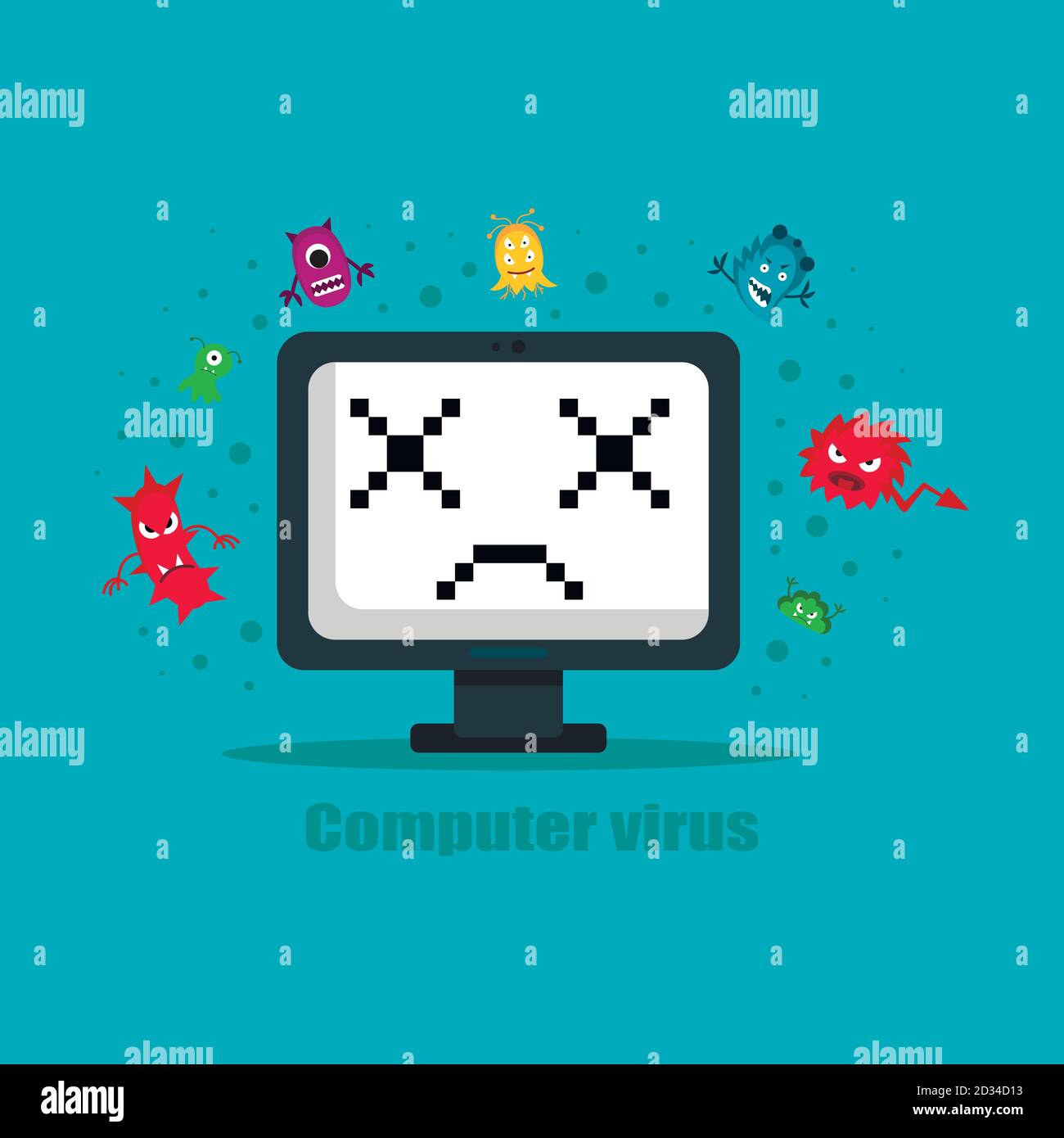 Computer virus internet security attack, vector illustration Stock ...