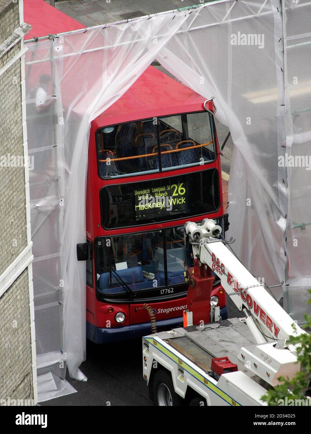 The Number 26 bus is removed from Hackney Road East London by Police ...