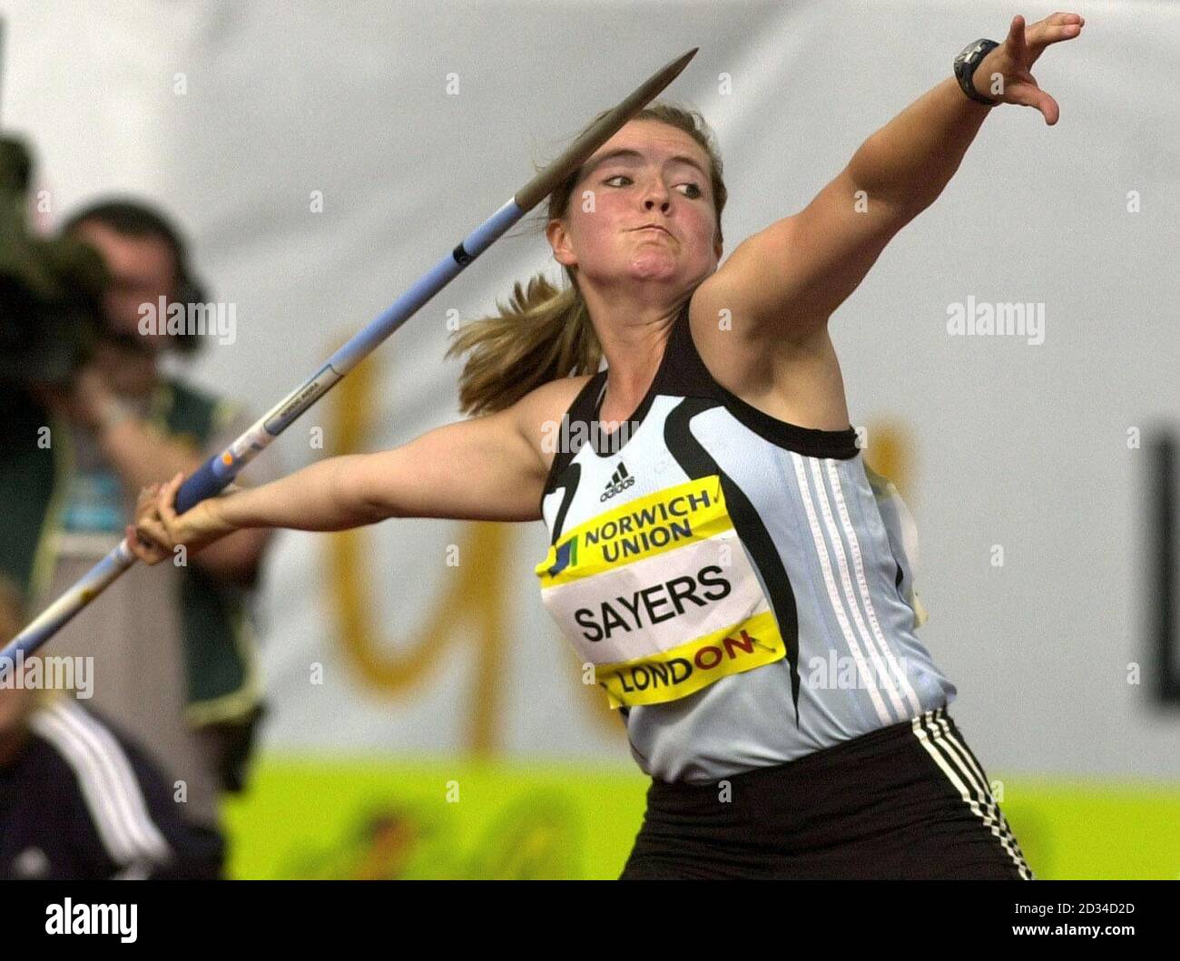 Great Britain's Katherine Sayers competes in the Women's Javelin Stock ...