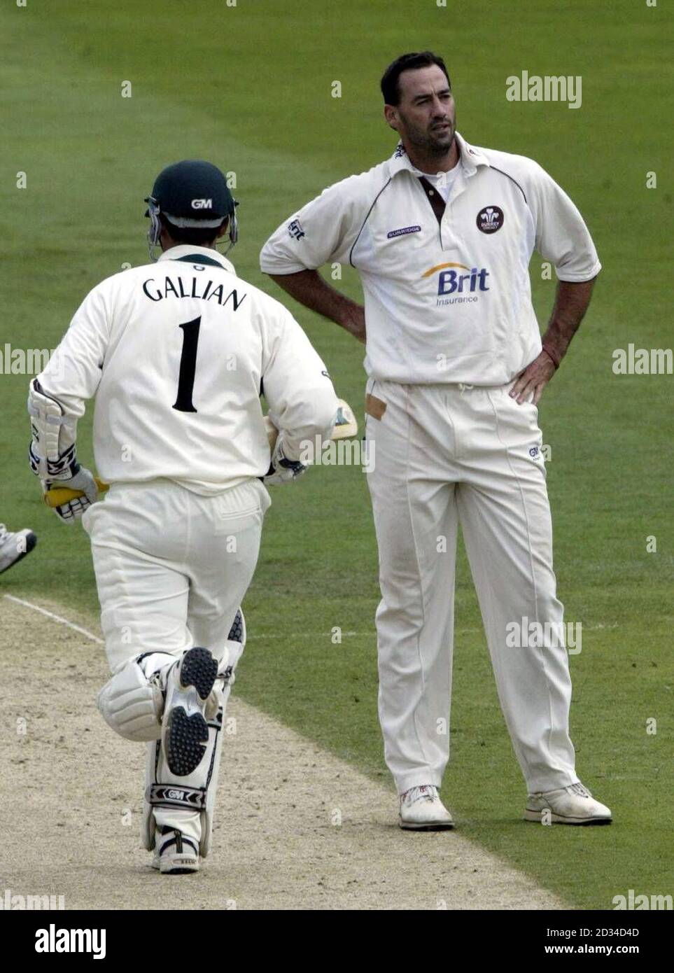Surrey's Martin Bicknell shows his fustration as Nottinghamshire ...