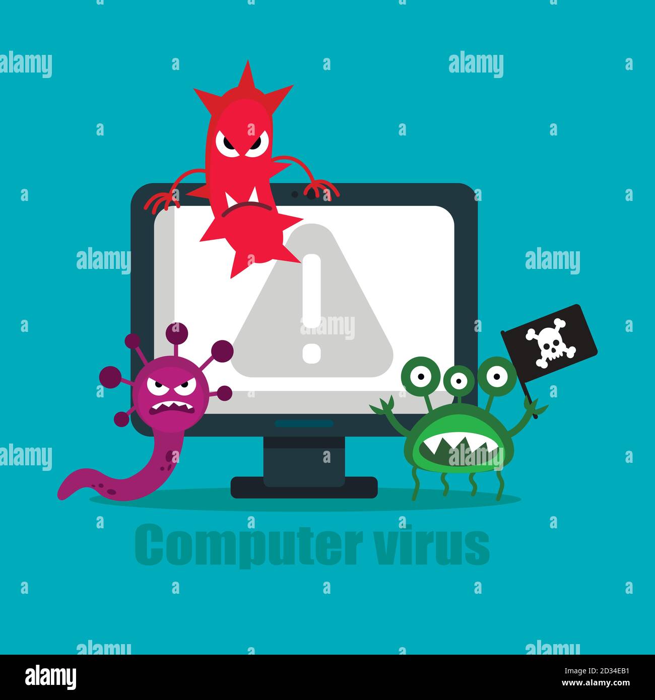 A virus that destroys a computer. Vector illustration Stock Vector ...