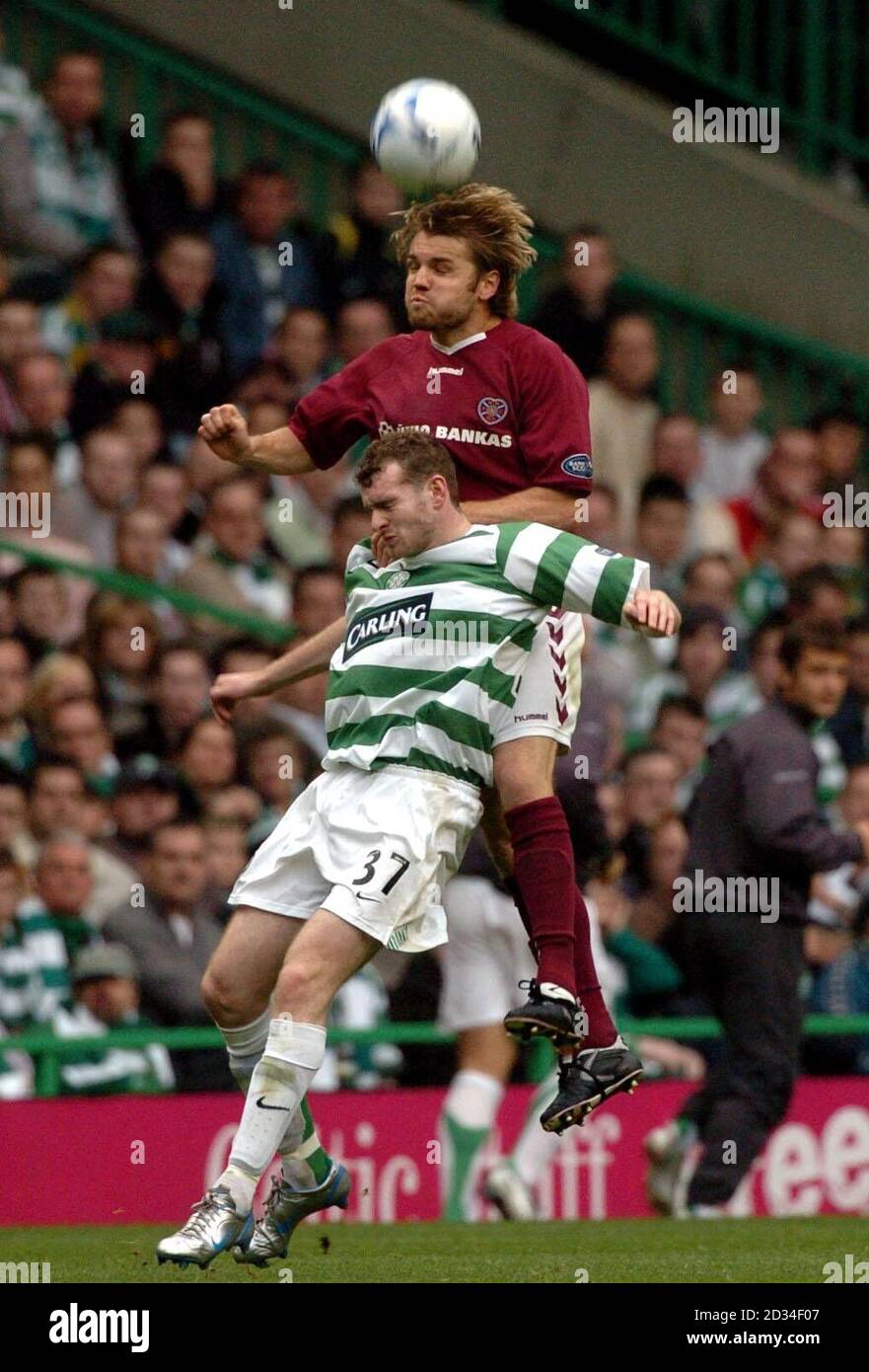 Celtic's Craig Beattie (bottom) and Robbie Neilson of Hearts Stock ...