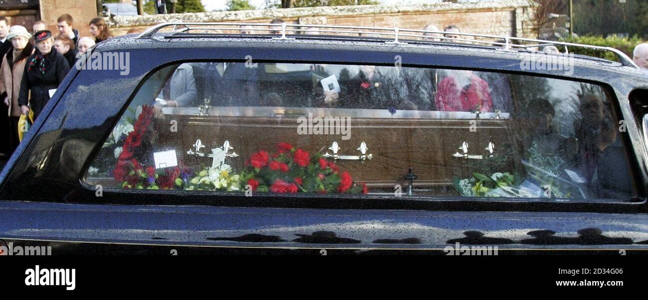 The coffin of 109 year old Alfred Anderson leaves Alyth Parish Church ...