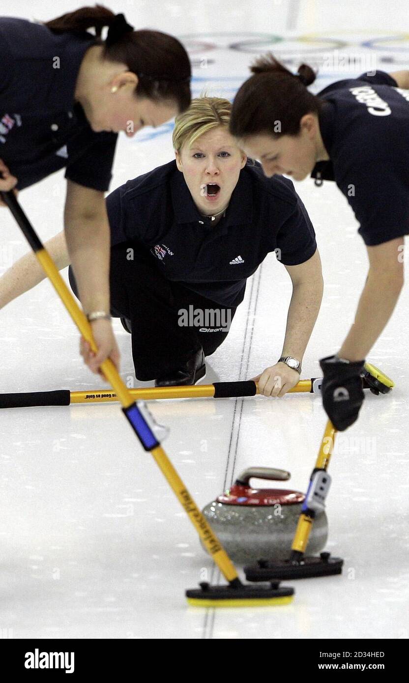 Great Britain's Kelly Wood (C) in action during the first match against ...