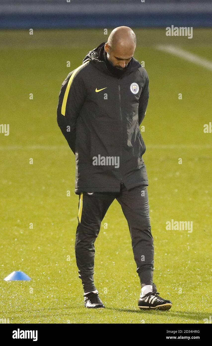 Manchester City manager Pep Guardiola during a training session at the ...