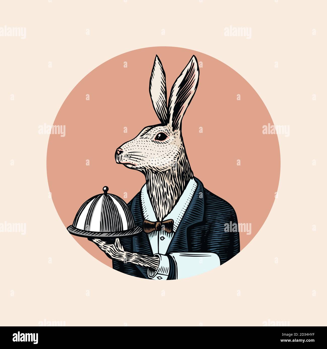 Man dressed as a waiter Stock Vector Images - Alamy