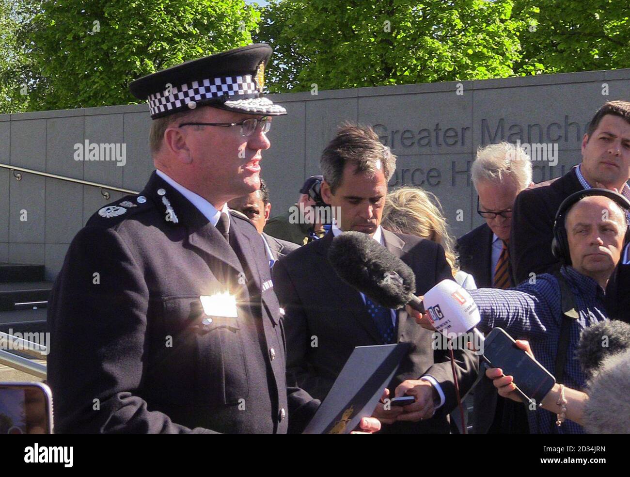 Greater Manchester Chief Constable Ian Hopkins delivers a statement ...