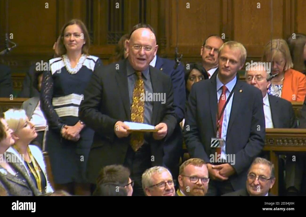 Plaid Cymru Westminster leader Hywel Williams speaking in the House of ...