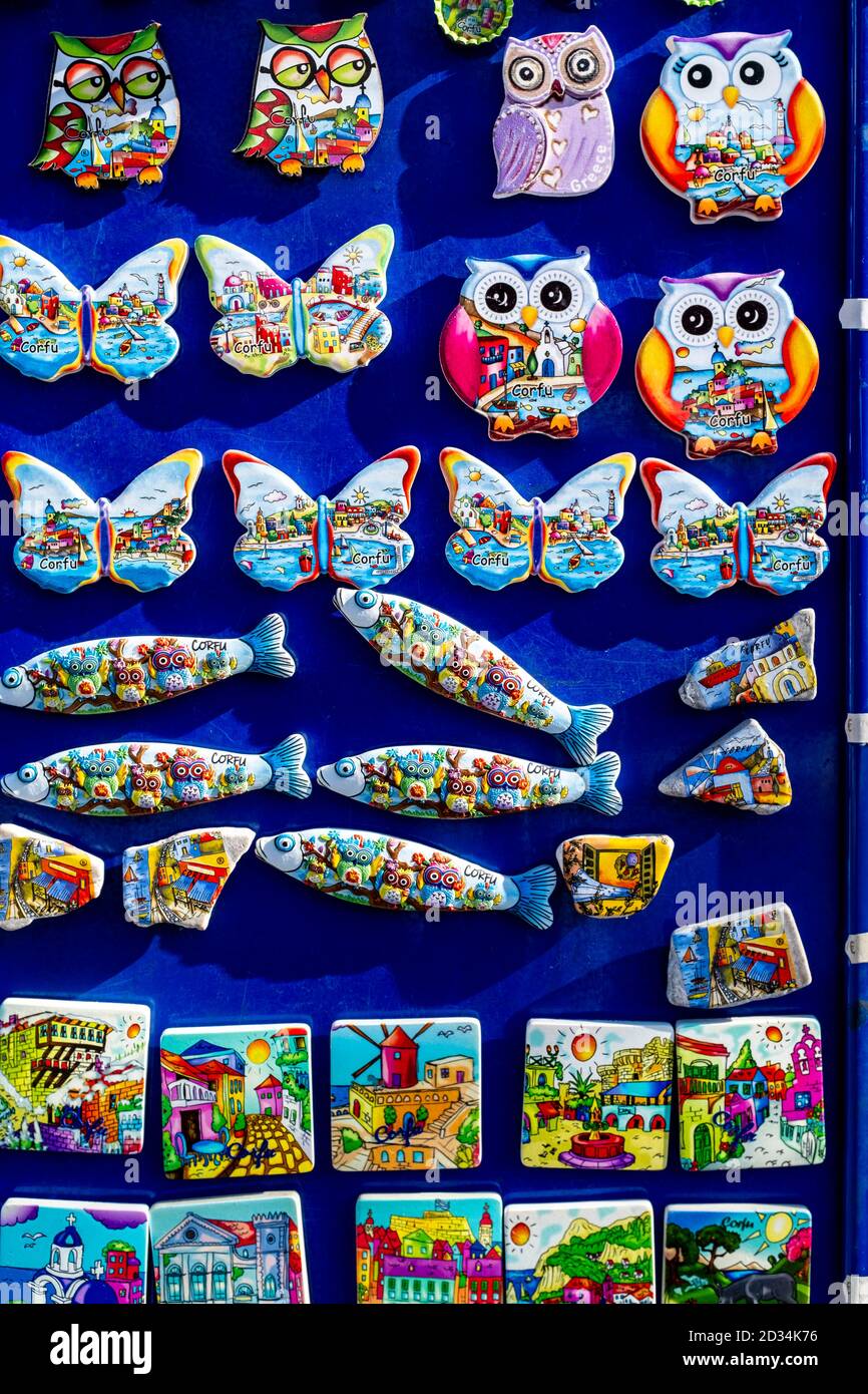 Colourful Fridge Magnets For Sale, Sidari, Corfu, Greece Stock Photo ...