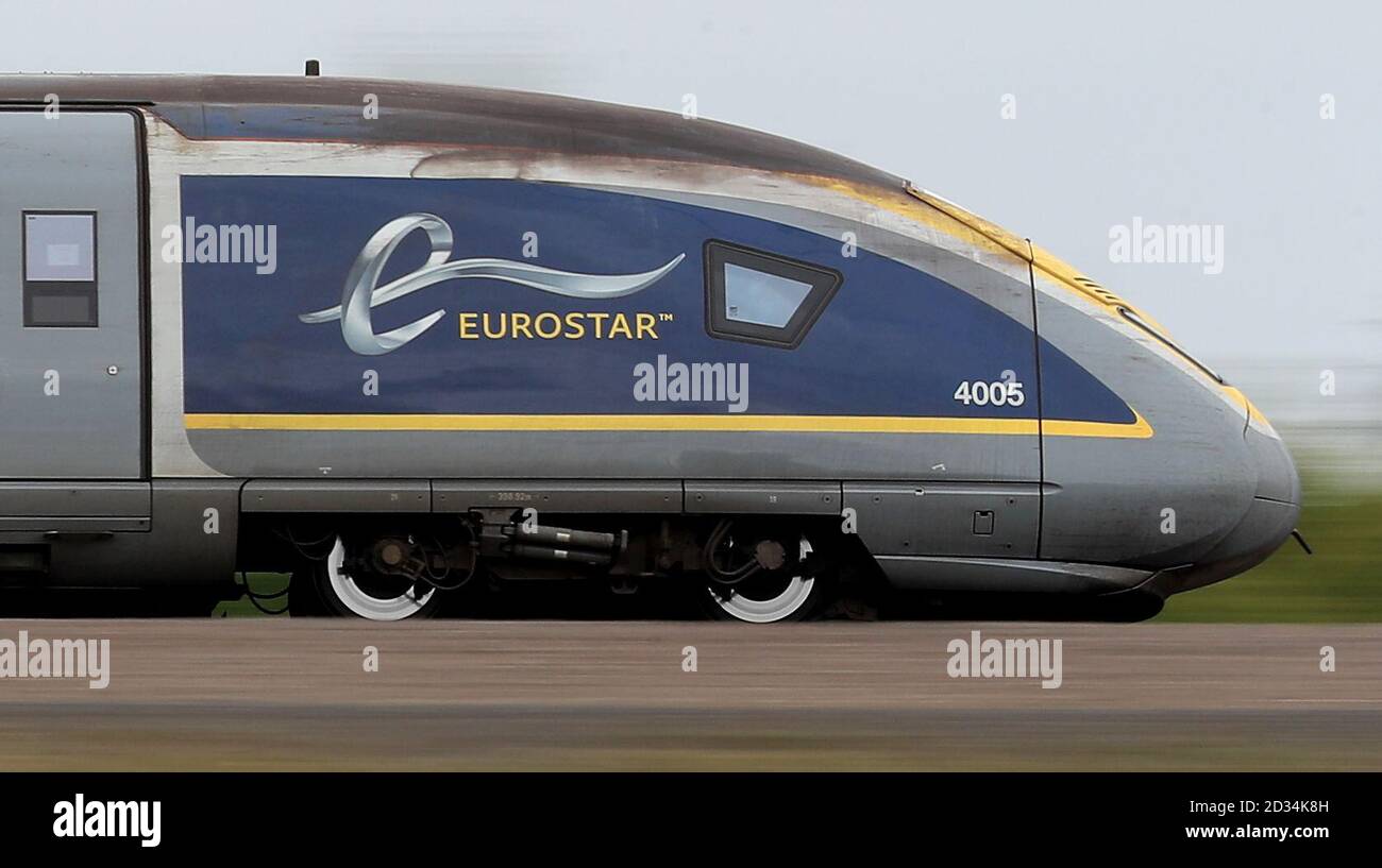 A Eurostar e320 train, the latest train the Eurostar fleet, passes ...