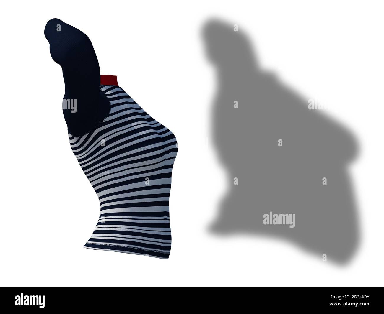 Conceptual fat overweight obese shadow female blouse outfit vs slim fit ...