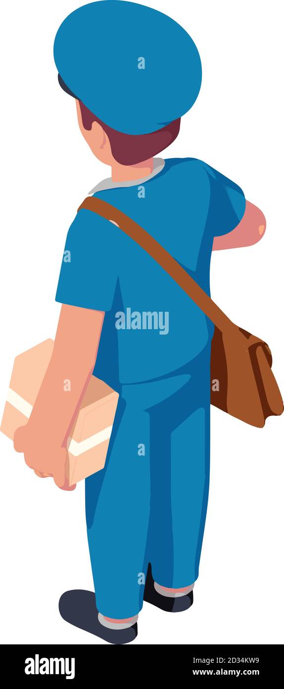 Mailman parcel delivery icon. Isometric of mailman parcel delivery ...
