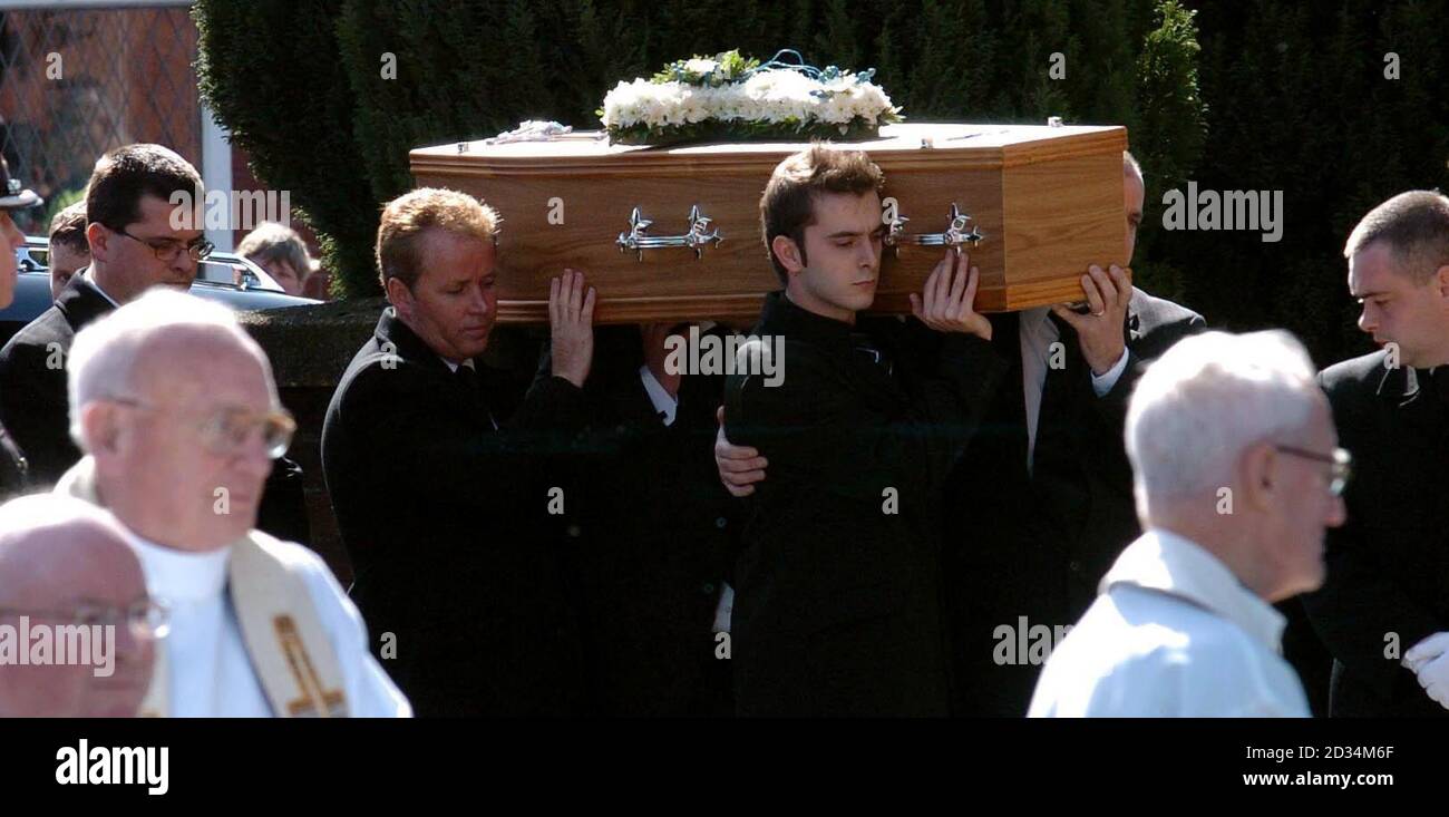 The coffin of murdered schooboy Joe Geeling arrives at the church of ...