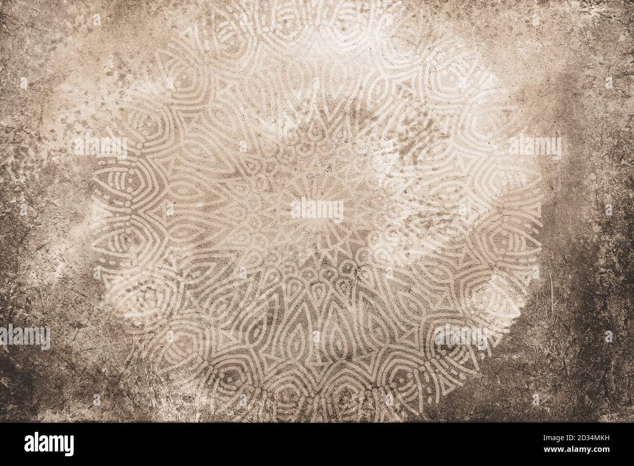 Light beige, brown, earthy textured watercolor background with mandala ...