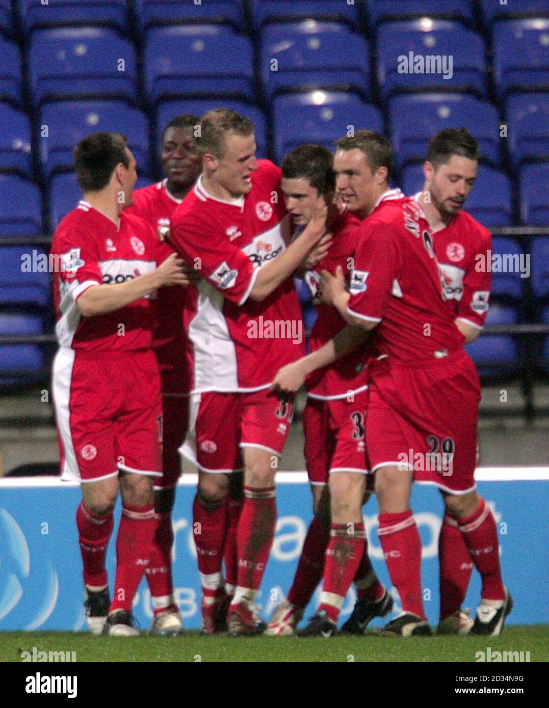 Middlesbrough players celebrate Adam Johnson's (c) goal Stock Photo - Alamy
