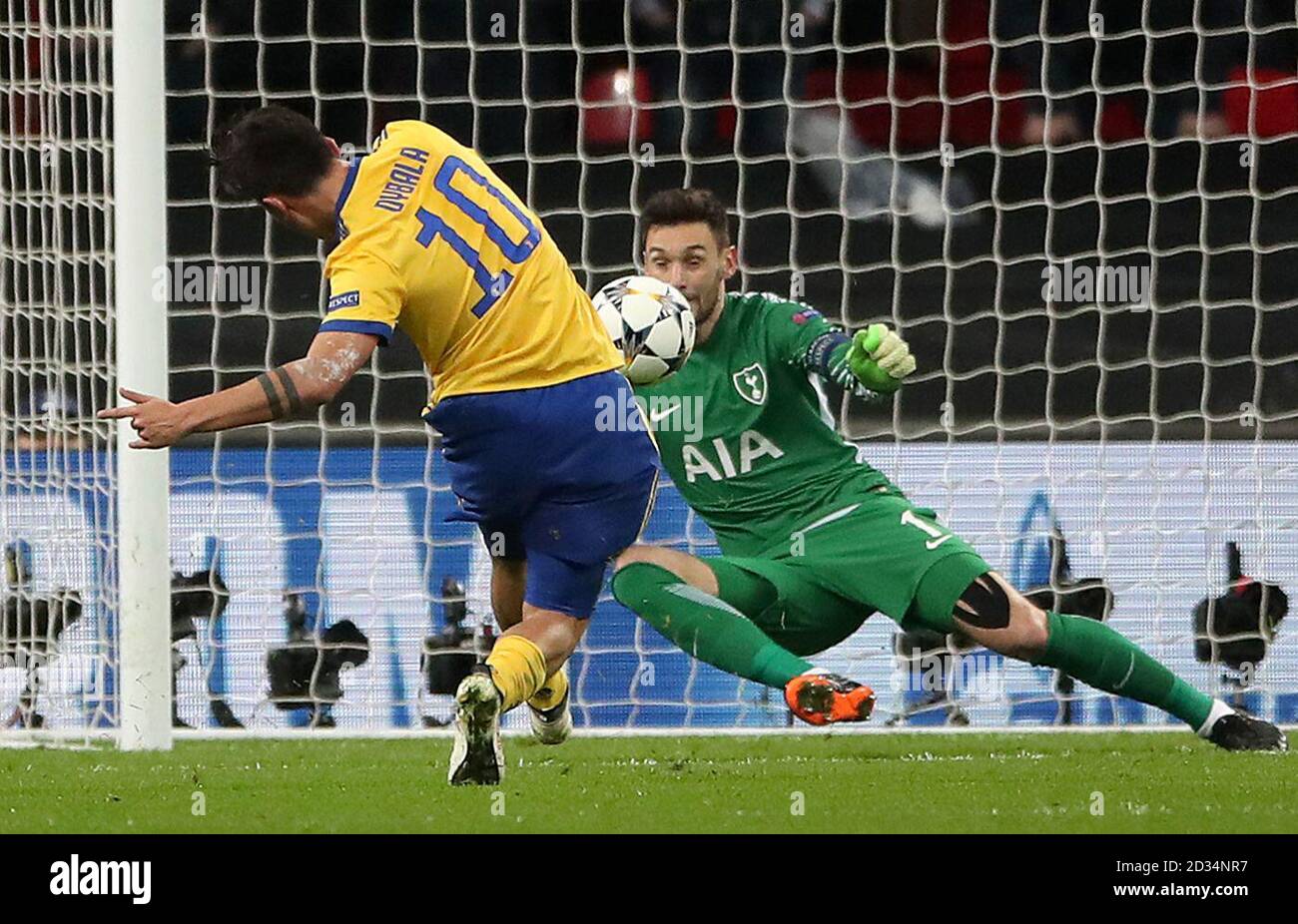Juventus' Paulo Dybala scores his side's second goal during the UEFA ...