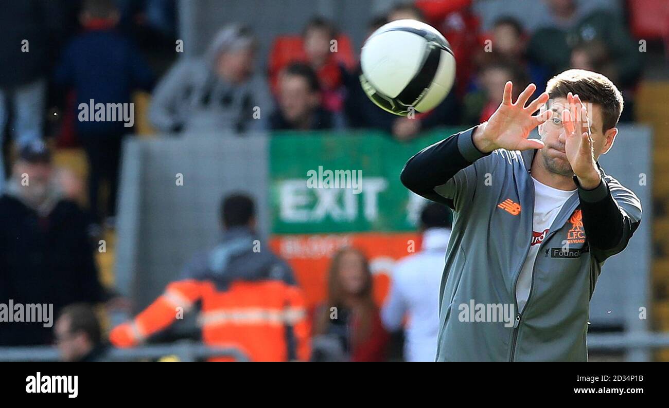 Steven Gerrard during the legends match at Anfield, Liverpool Stock ...