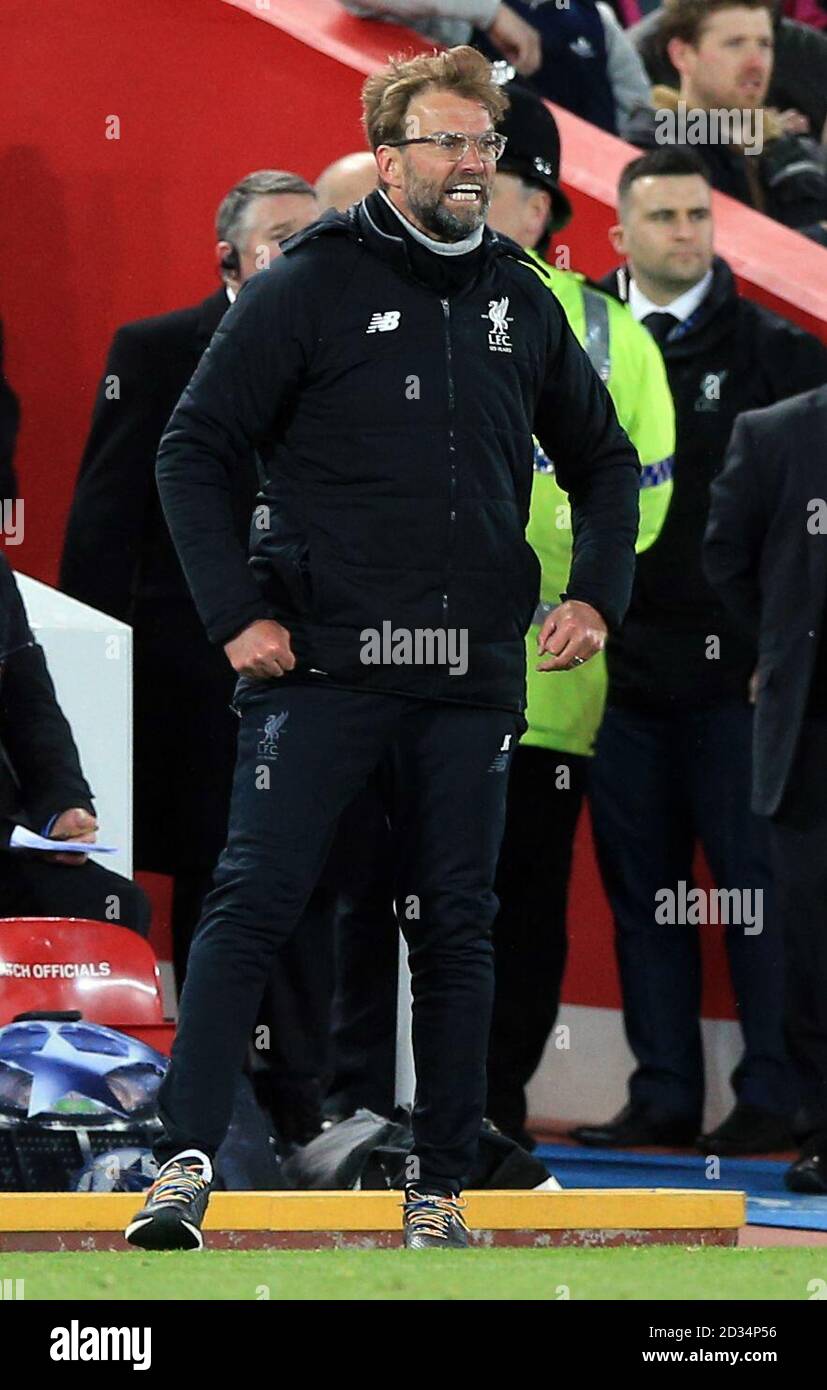 Liverpool manager Jurgen Klopp gestures on the touchline during the ...