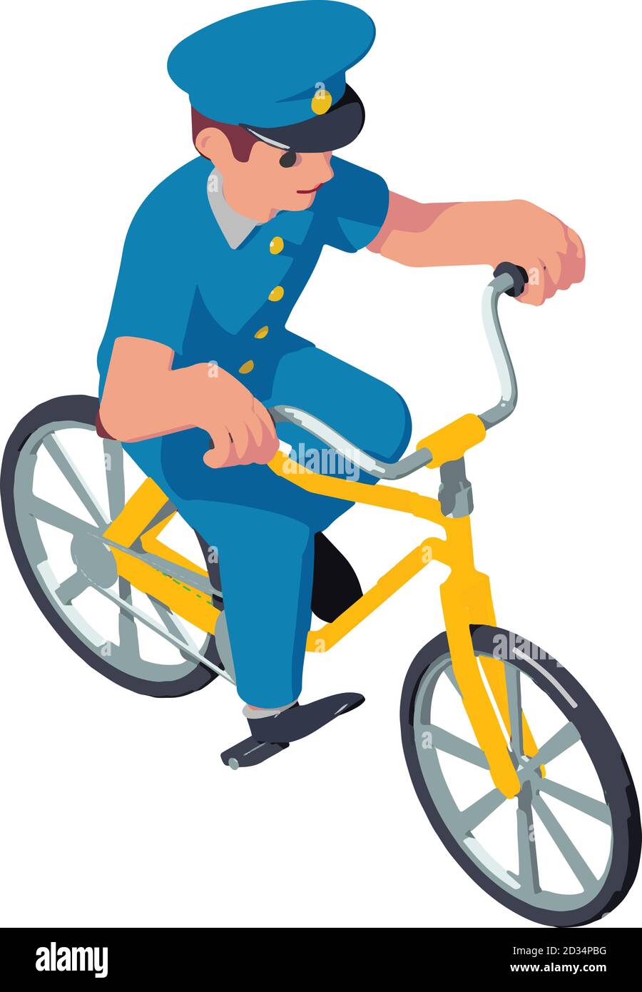 Postman ride bike icon. Isometric of postman ride bike vector icon for ...