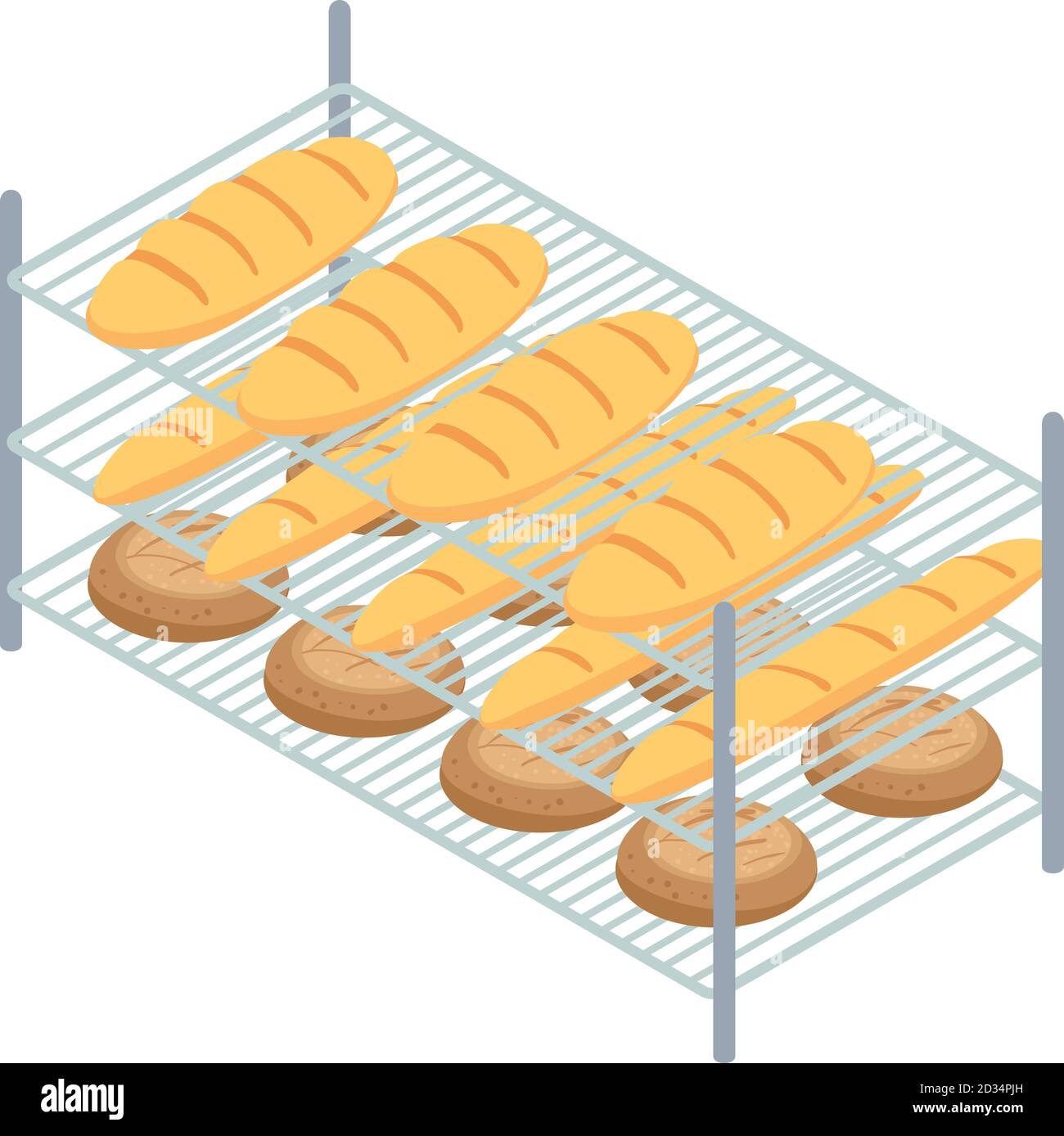 Bakery factory bread rack icon. Isometric of bakery factory bread rack ...