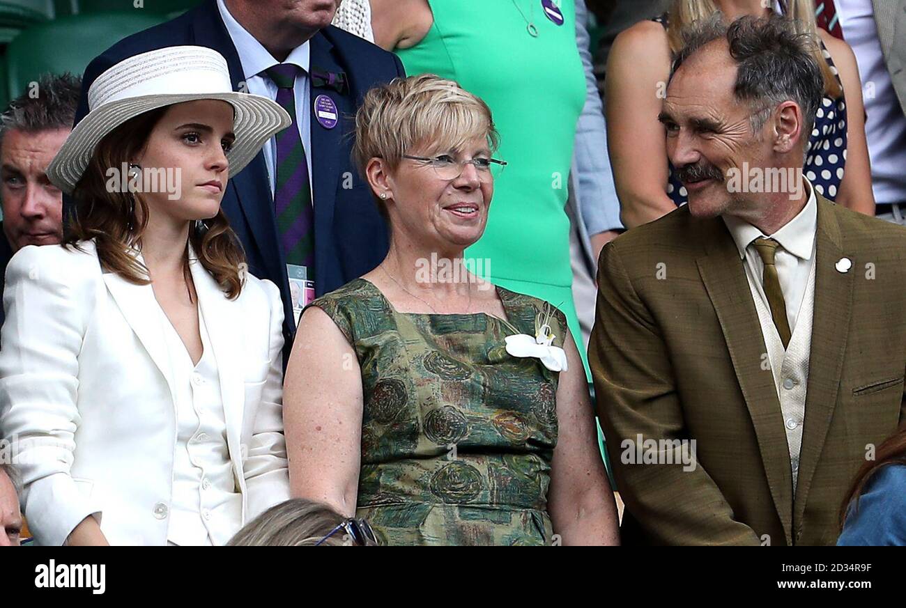 Emma Watson and Sir Mark and Lady Rylance in the royal box on centre ...