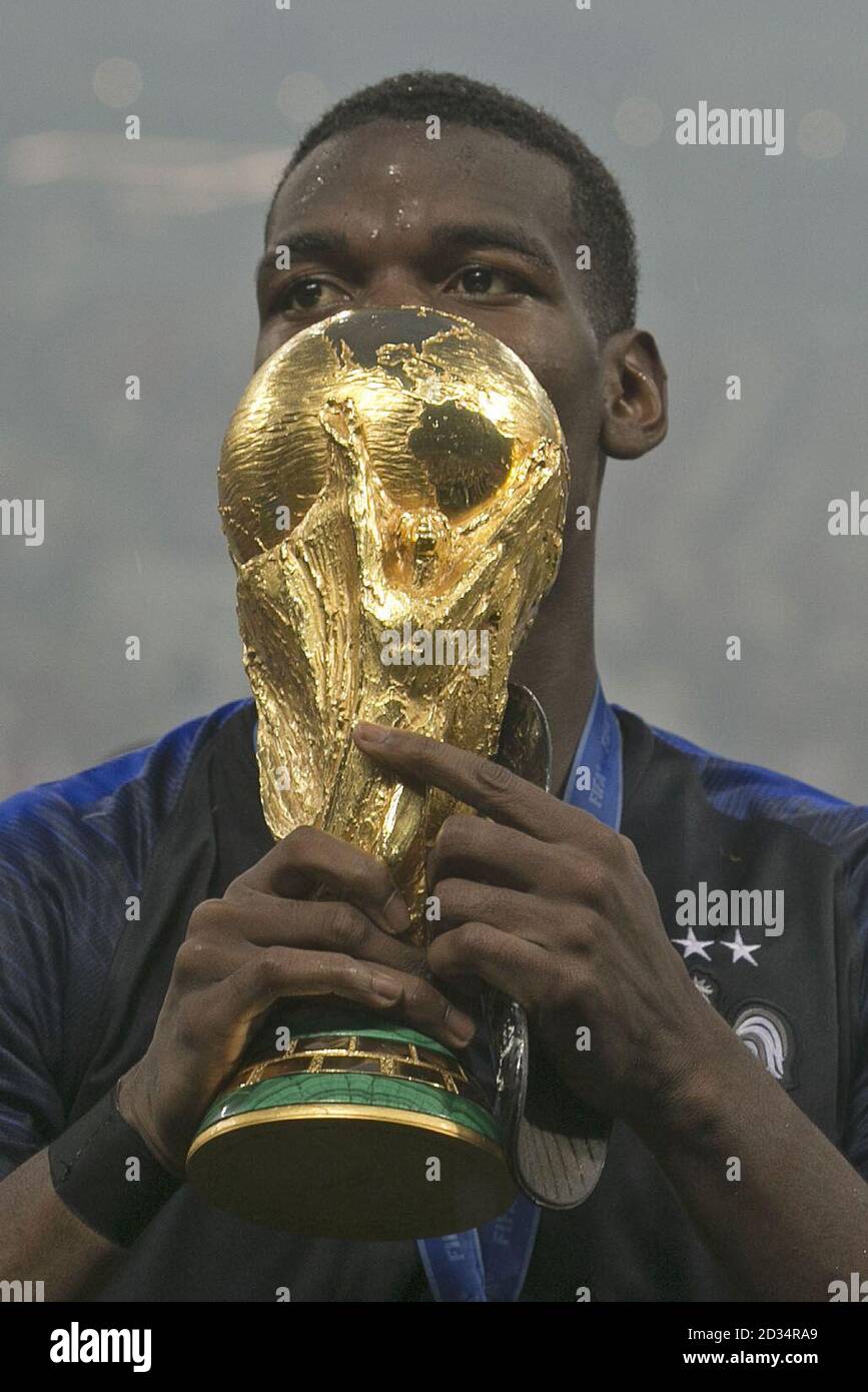 France's Paul Pogba celebrates with the trophy after winning the FIFA ...